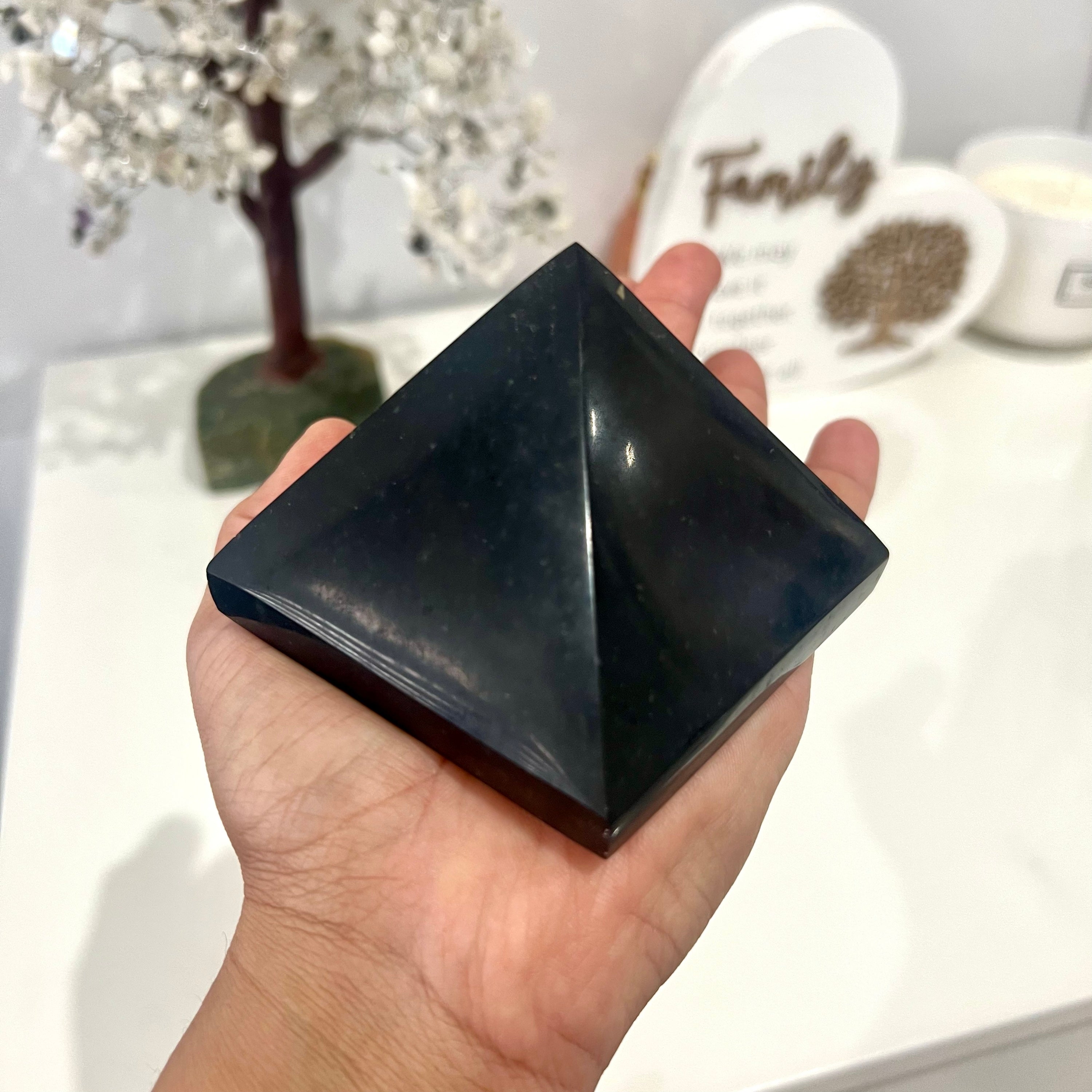 Big Black Tourmaline pyramid – Jiyanya Crystals